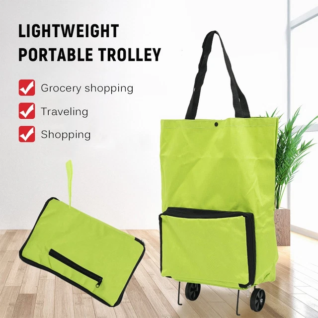 FOLDABLE COLLAPSIBLE SHOPPING Trolley Bag With Wheels Green 1J8G $29.80 ...