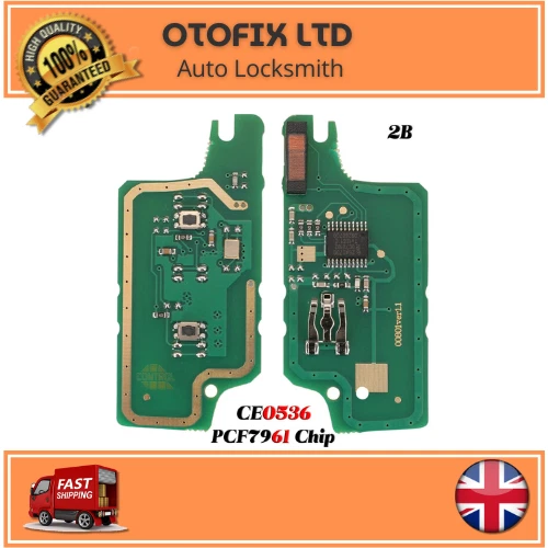 PEUGEOT CITROEN 2 Button FSK CE0536 Remote PCB Circuit Board 433MHz UK ...