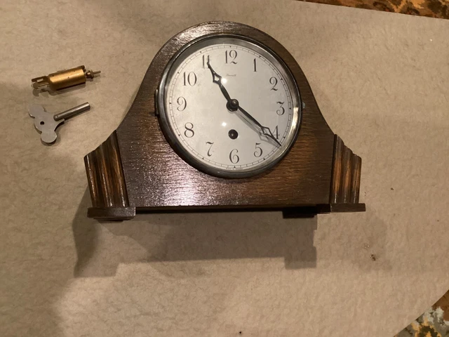 VINTAGE DAVALL MANTLE clock includes pendulum, hanger, pin and winding ...