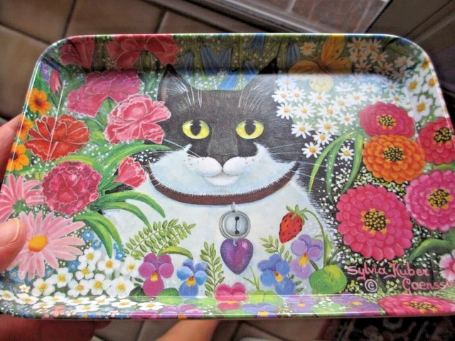 VTG MELPLUS ITALIAN Melamine Tray Cat in Garden by Sylvia Huber ...