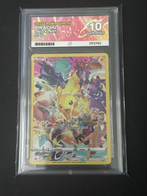 ACE 10 PIKACHU 160/159 Crown Zenith Pokemon TCG Graded Card $193.57 ...