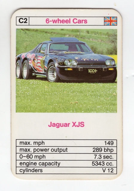 TOP TRUMPS CAR Card. 6-wheel cars Jaguar XJS EUR 3,64 - PicClick FR