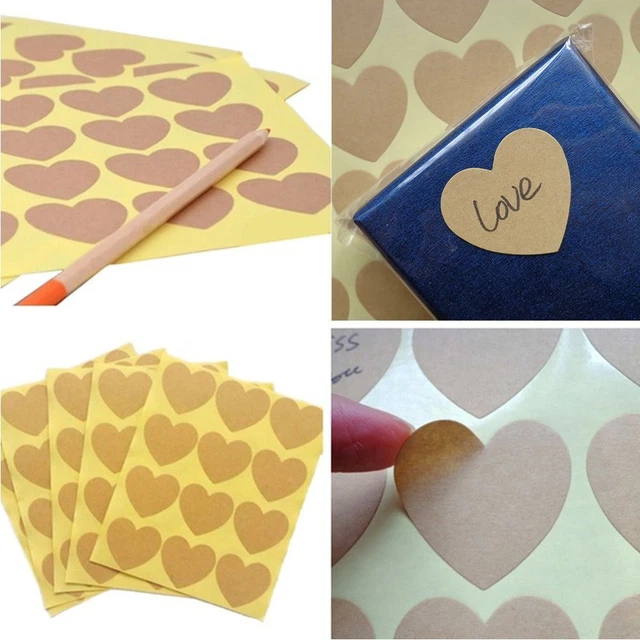 SELF ADHESIVE CREATIVE Paper Sticky Blank Heart Packaging Seals Labels ...