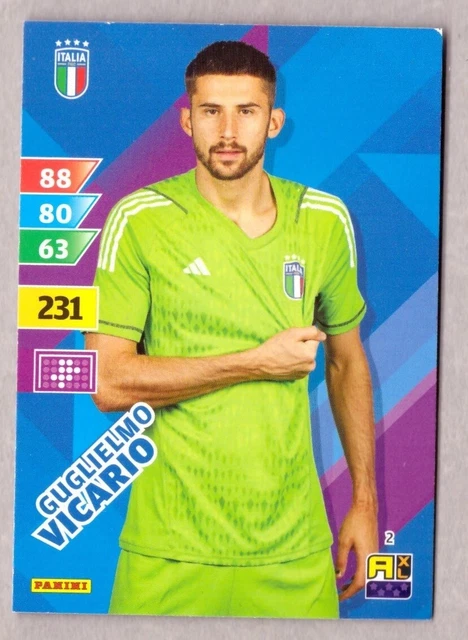 PANINI AZZURRI 2024 Adrenalyn XL N.2 Guglielmo Vicario Italy Base card ...