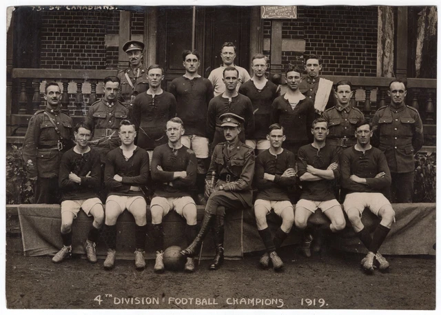 WW1 WWI CEF Canadian soccer team 54th Battalion, 4th Div champs, 1919 ...
