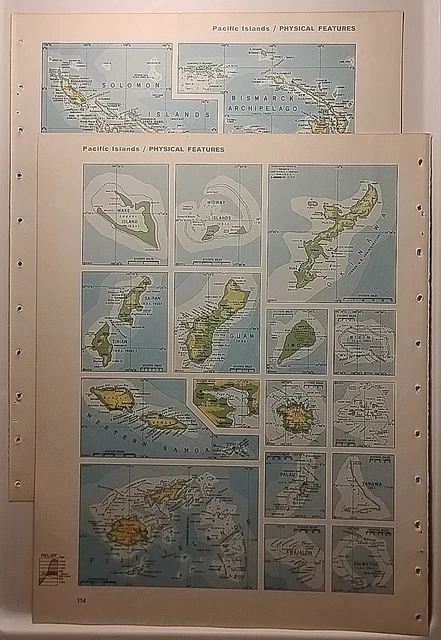 VINTAGE PACIFIC ISLAND Atlas Maps from 1967 Mid-Century Modern World ...