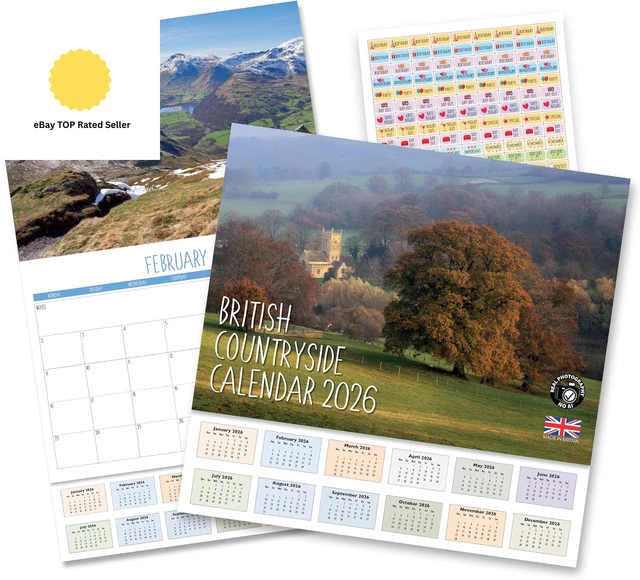 2026 A4 BRITISH Countryside Calendar. One Month to View. A3 When Open ...