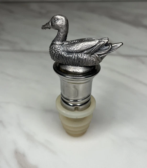 PEWTER WINE BOTTLE - Stopper Mallard Duck (A9) $19.87 - PicClick