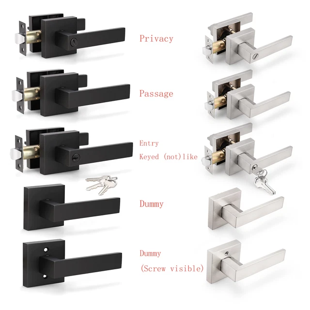 HEAVY DUTY SQUARE Privacy Door Lever Passage Dummy Door Handle Entry ...