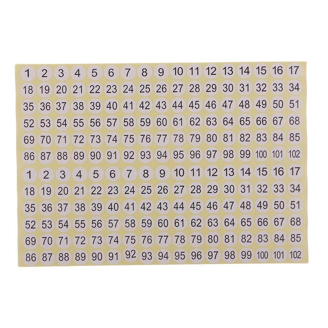 15 SHEETS ROUND Sticky Numbered Labels 1 to 102 Self Adhesive Stickers ...