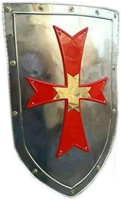 MEDIEVAL HEAVY RED Cross Knight Shield Battle Armor Medieval Heater ...