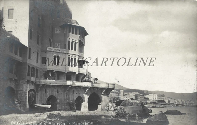 GENOVA - PEGLI, Castello Vianson e Panorama, Foto Cartolina Traldi 1913 ...