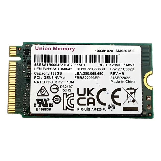 LENOVO UNION MEMORY 128GB NVMe PCIe SSD Solid State Drive SSS1B60642 ...