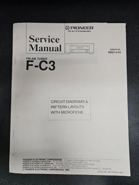 PIONEER F-C3 FM/AM Tuner Circuit Diagram Service Manual w/Microfiche ...
