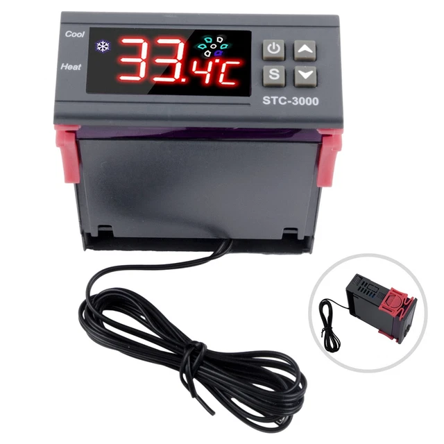 THERMOSTAT PREMIUM STC3000 avec capteur de sonde contrôle de température supé EUR 24,97 ...