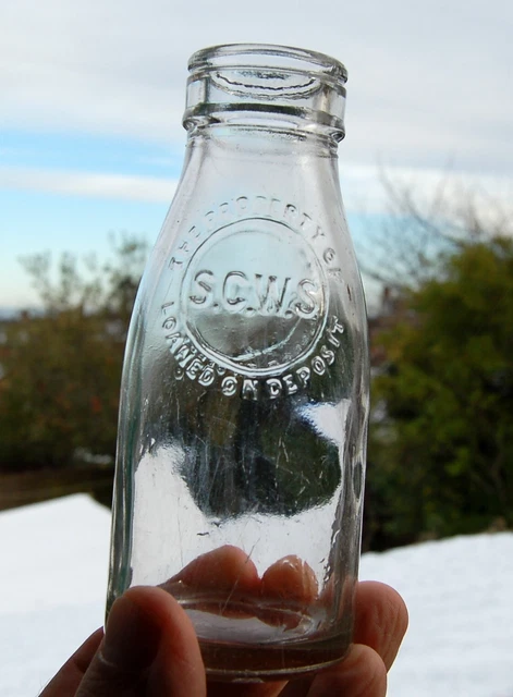MILK BOTTLE 1950'S SCWS Scottish Co-op Dairy school 1/3 £5.99 - PicClick UK