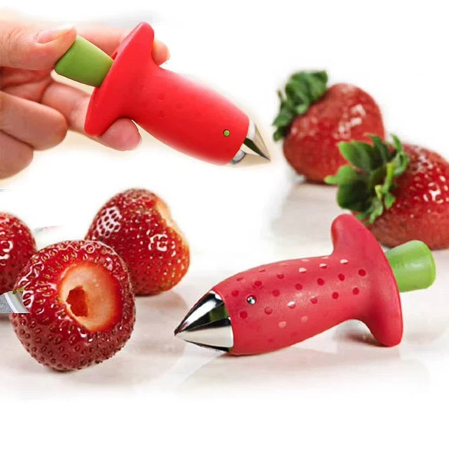 CORER KITCHEN REMOVAL Fruit Stem Strawberry Cutter Tool Leaves Remover ...