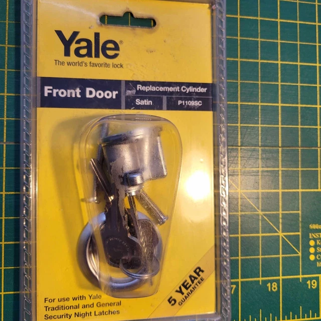 YALE RIM REPLACEMENT Cylinder P-1109-SC P1109 Satin Security Lock 2 ...