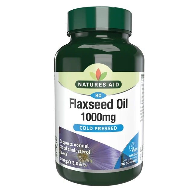 NATURES AID FLAXSEED Oil 1000mg – High Strength 90 count (Pack of 1 ...