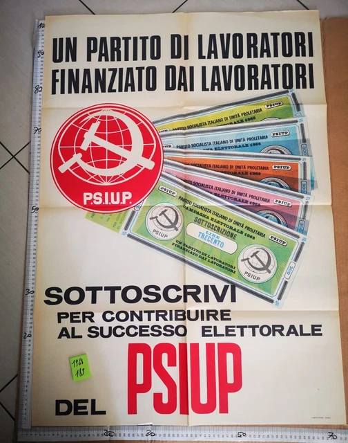 MANIFESTO PSIUP PARTITO socialista italiano unità proletaria partito ...