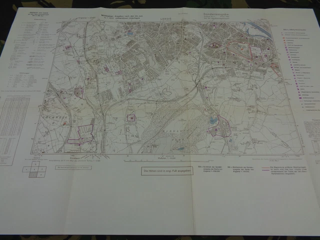WW2 GERMAN ARMY TARGET MAP of "LEEDS" (ELLAND ROAD, AERO-INDUSTRY ...