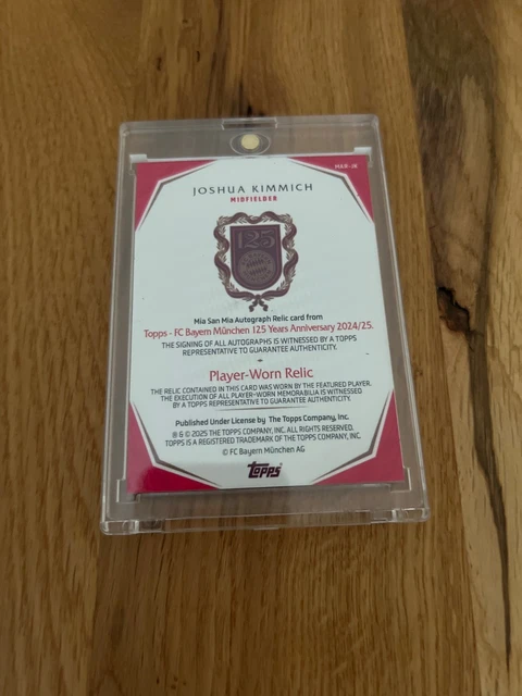 JOSHUA KIMMICH RELIC Auto/33 Jersey Numbered Topps 125 Jahre Bayern ...