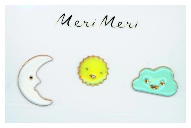 MERI MERI ANSTECKER Sonne, Mond und Wolke aus Emaille Stück Englisch ...