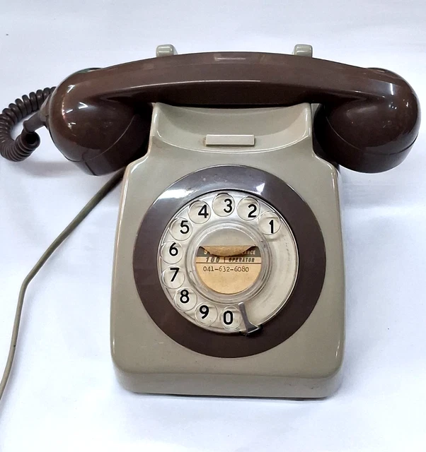 VINTAGE BT ROTARY Dial Telephone 8746G / Two Tone Grey & Brown / 1970's ...
