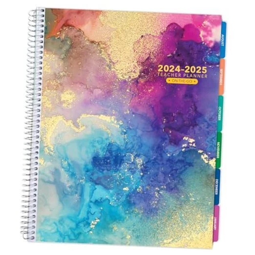 AUG 2024-JUL 2025 Lite Teacher Lesson Planner 2024-2025 Rainbow Gold ...