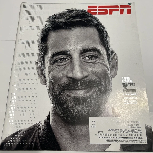 ESPN MAGAZINE AARON Rodgers 9/18/17 sac vert emballeurs NFL Preview ...