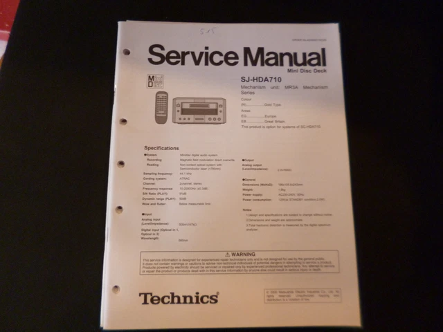 ORIGINAL SERVICE MANUAL Schaltplan Technics SJ-HDA710 EUR 12,50 - PicClick DE