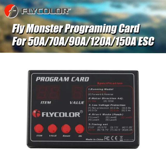 FLYCOLOR 50A/70A/90A/120A/150A RC boat ESC Programing Card for RC Boat ...