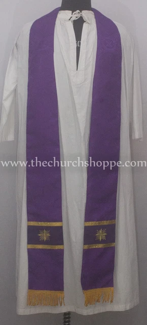 VIOLET COPE & Stole Ensemble Avec Ihs Broderie,Cape Pluvial Chape Loin ...