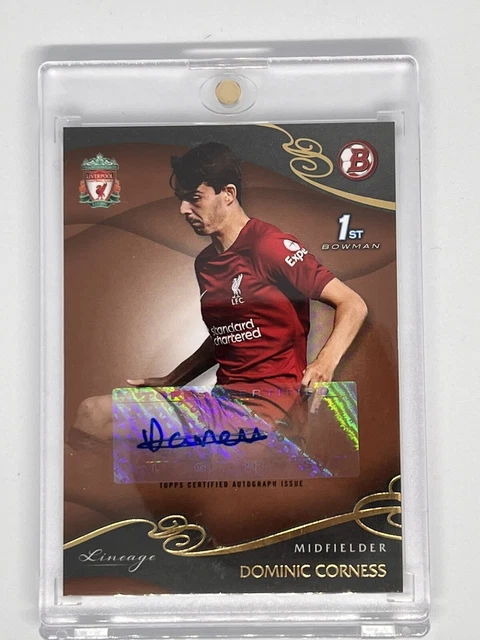 2022-23 TOPPS LIVERPOOL Lineage Dominic Corness 1° Bowman Auto Marrone ...