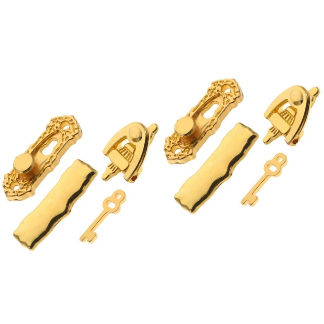 2 SETS GOLDEN Alloy Dollhouse Door Lock Miniature Kits and Key £8.15 ...