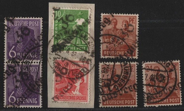 H6716 SBZ HAND stamp district 36 Strausberg 1 and 2 7 values stamped pr ...