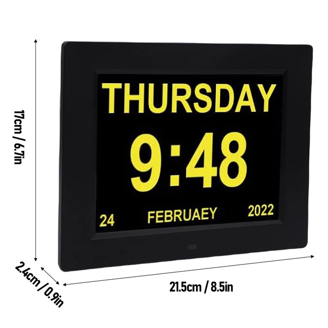 US PLUG 8IN Digital Clock LED Large Display Electronic Analog Clock ...