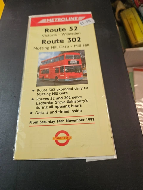 LONDON BUS TRANSPORT Timetable Leaflet Metroline HO4.109 £3.00 ...