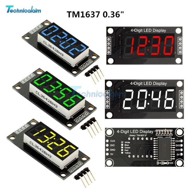 TM1637 0.36& INCH 7-Segment 4-Digit LED Display Clock LED Tube Module ...