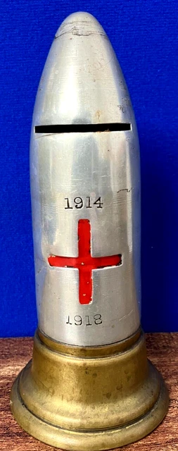 WW1 RED CROSS 1914-1918 Shell Shaped Collection Tin / Money Box ~ World ...