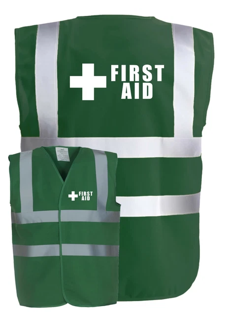 FIRST AID PARAMEDIC Green Hi-Vis High-Vis Visibility Safety Vest ...