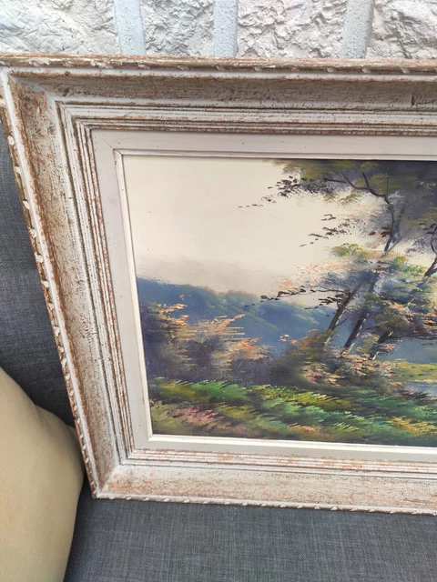 ANCIEN GRAND TABLEAU huile sur toile décor de chasse campagne signé H ...