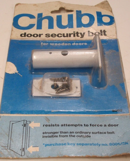 CHUBB DOOR SECURITY Bolt 8002 White For Wooden Doors & French Windows £ ...