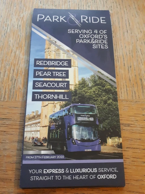 OXFORD BUS COMPANY Park & Ride route map/timetable Feb 2022 edition EUR ...