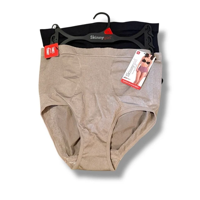 SKINNYGIRL HIGH-WAISTED SHAPING Seamless Briefs 2-Pack Black & Nude Sz ...