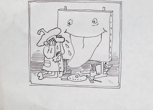 CONTEMPORARY INK DRAWING artist's sadness from rejection caricature EUR ...