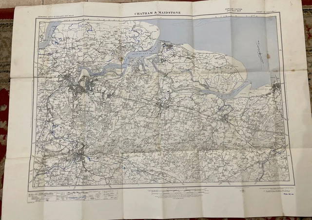 MAP OF CHATHAM & Maidstone WW2 WAR REVISION 1940 Ordnance Survey SHEET ...