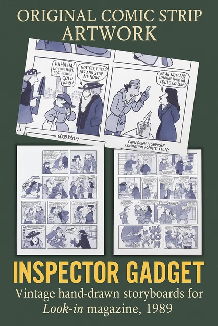 INSPECTOR GADGET ORIGINAL PEN INK WASH comic artwork Bill Titcombe 1989 ...