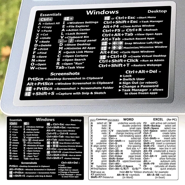 FOR PC LAPTOP Windows PC Reference Keyboard Shortcut Sticker Adhesive £ ...