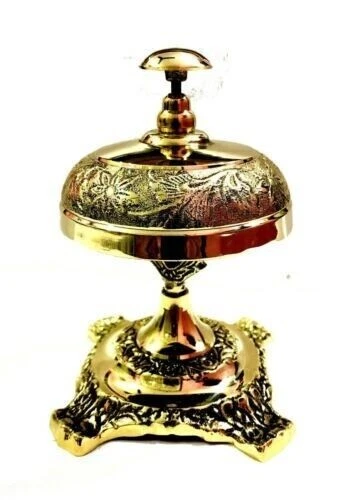 NAUTICAL SOLID BRASS Table Bell Antique Hotel Counter Service Bell ...